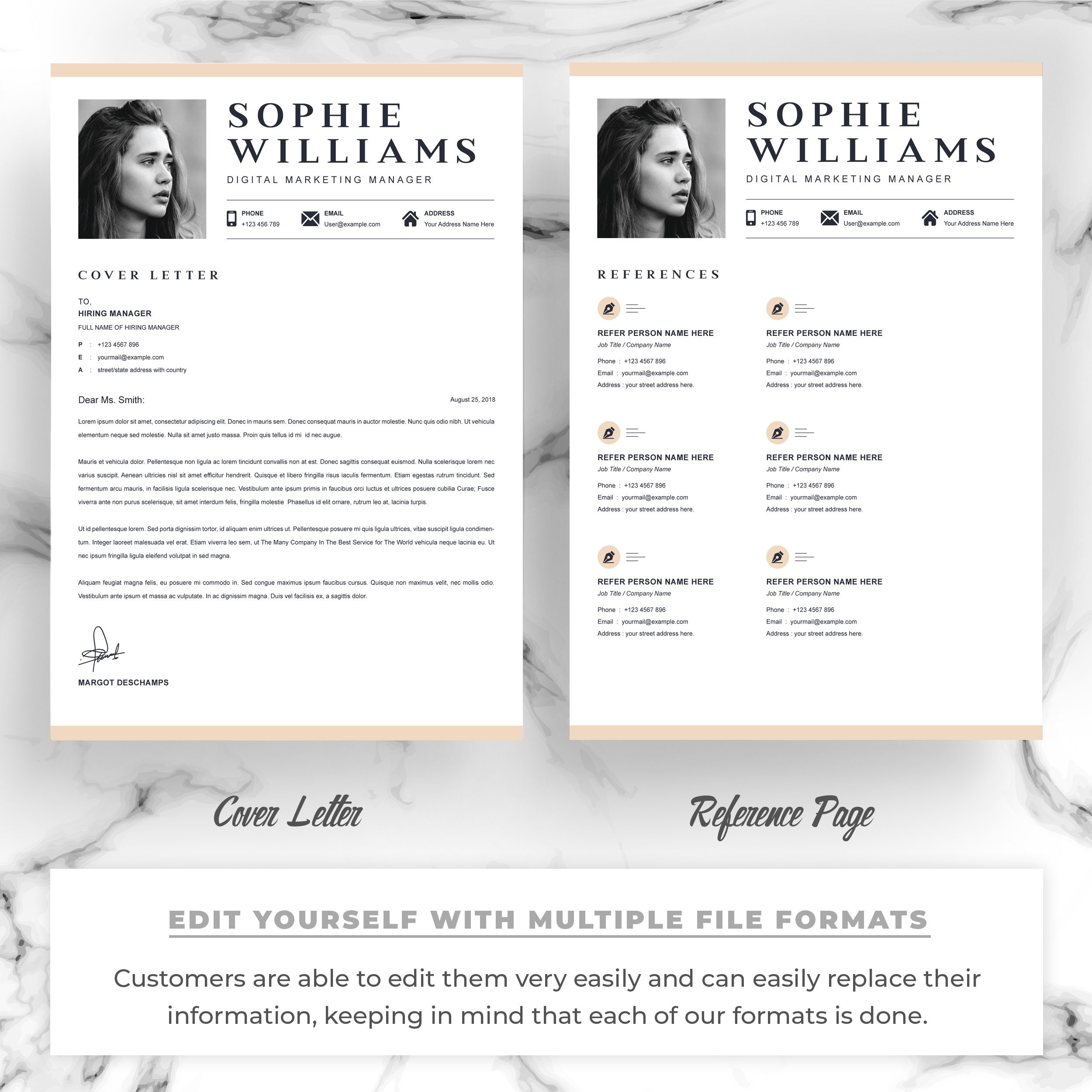 Clean and Modern Resume Template Word CV Template Cover Letter ...