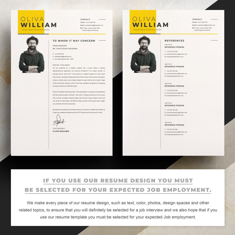 Resume Template for Word 1 & 2 Page Professional Resume Template, Cover ...