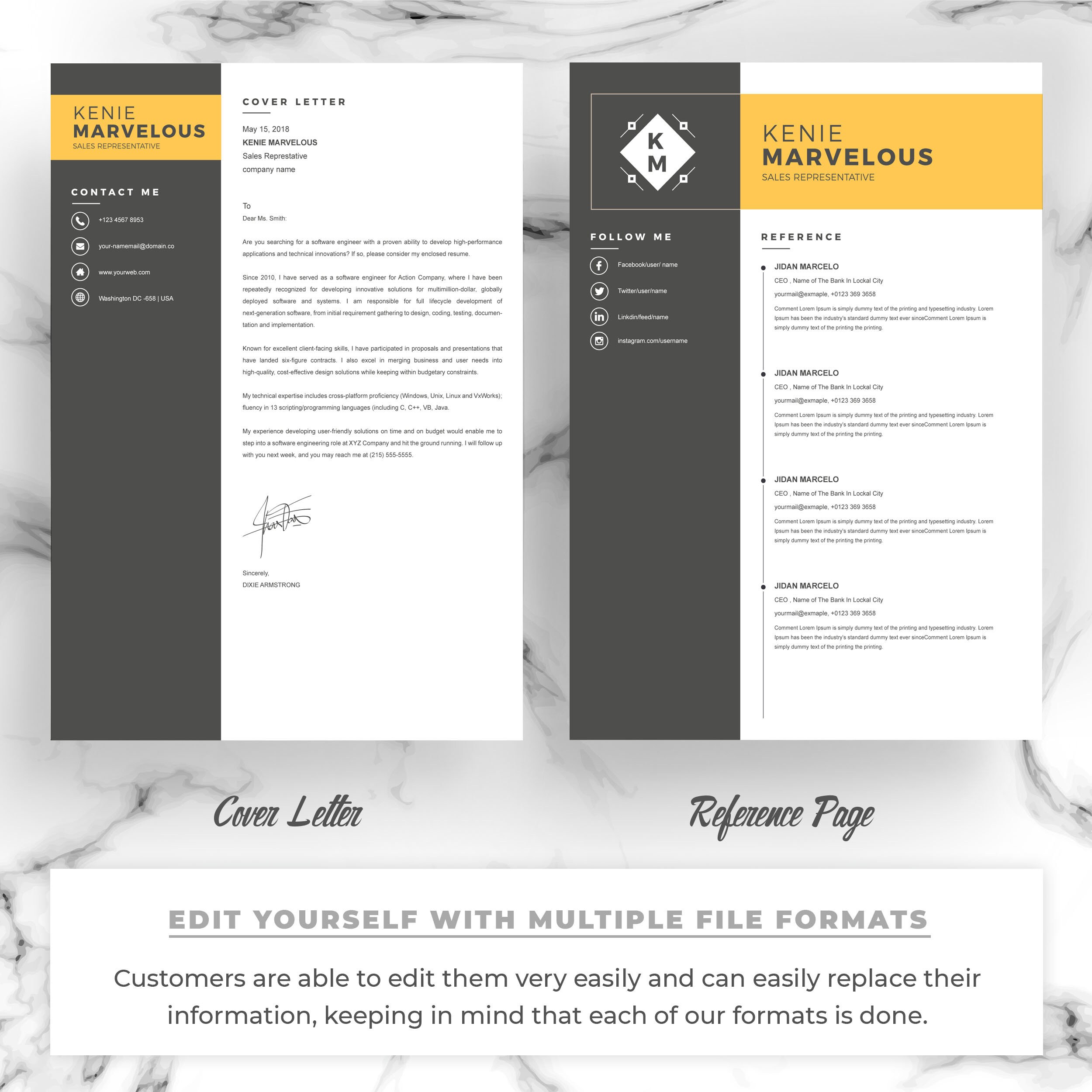 Resume Template 4 Page CV Template With Cover Letter - Etsy