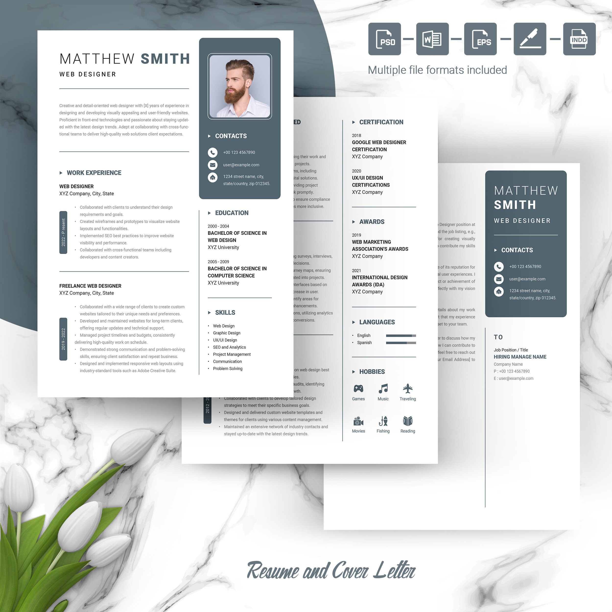 Professional Resume/cv Template, Modern Design, Job Application ...