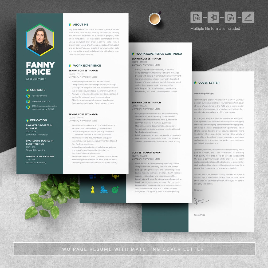 Elegant Resume Template, Classic CV Design, Stylish Resume Layout ...
