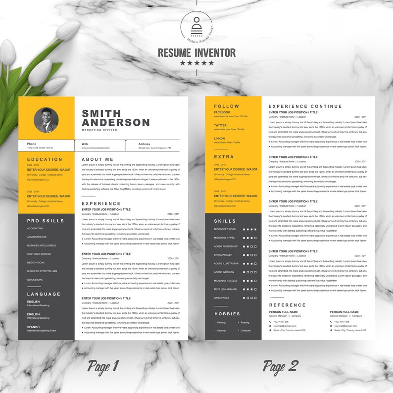 Contemporary Modern & Professional Colour Resume Template for Word CV ...