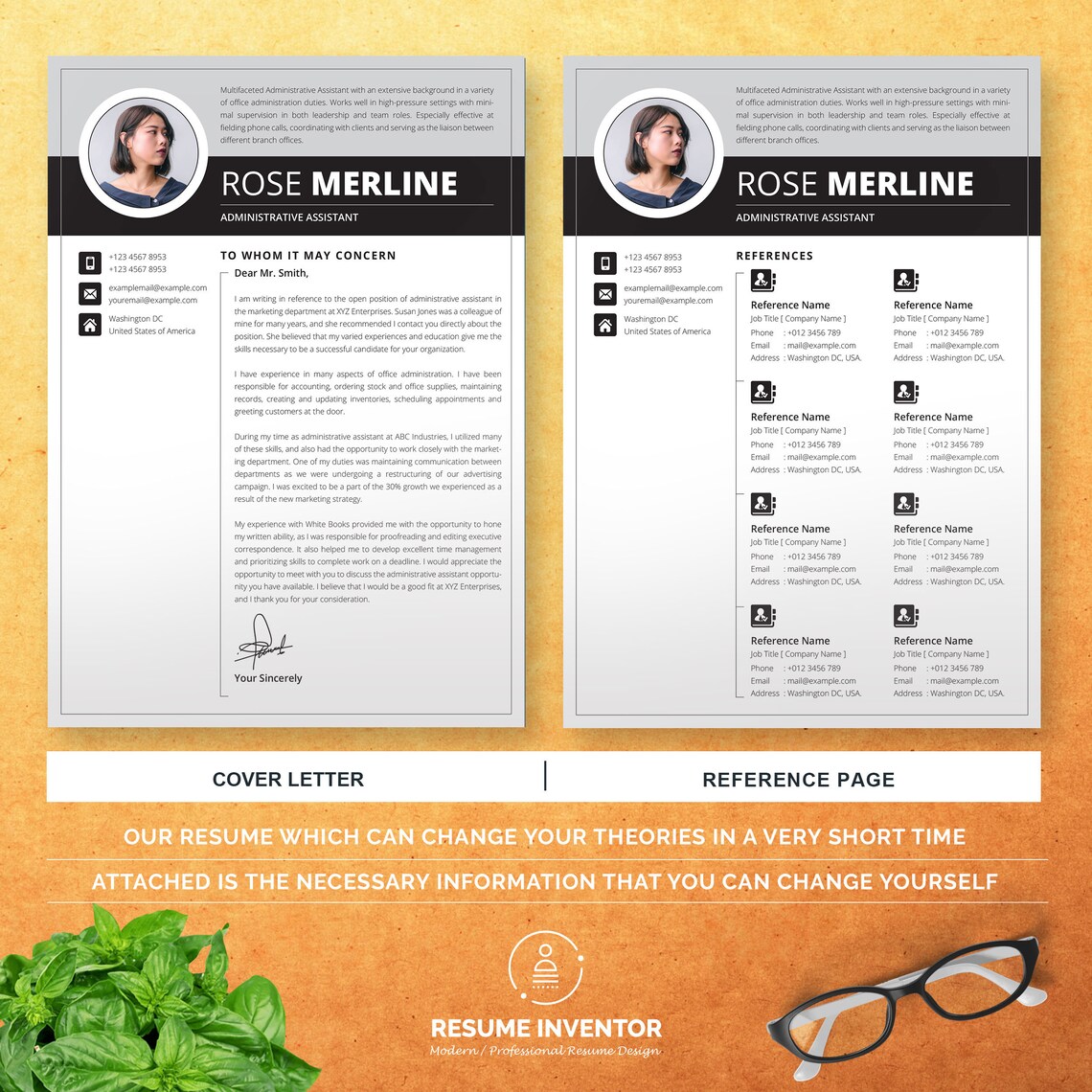 Creative HR Resume Template With Cover Letter Professional - Etsy