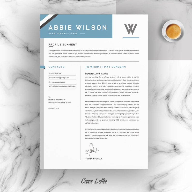 Word Resume / CV Template for Web Developer - Etsy