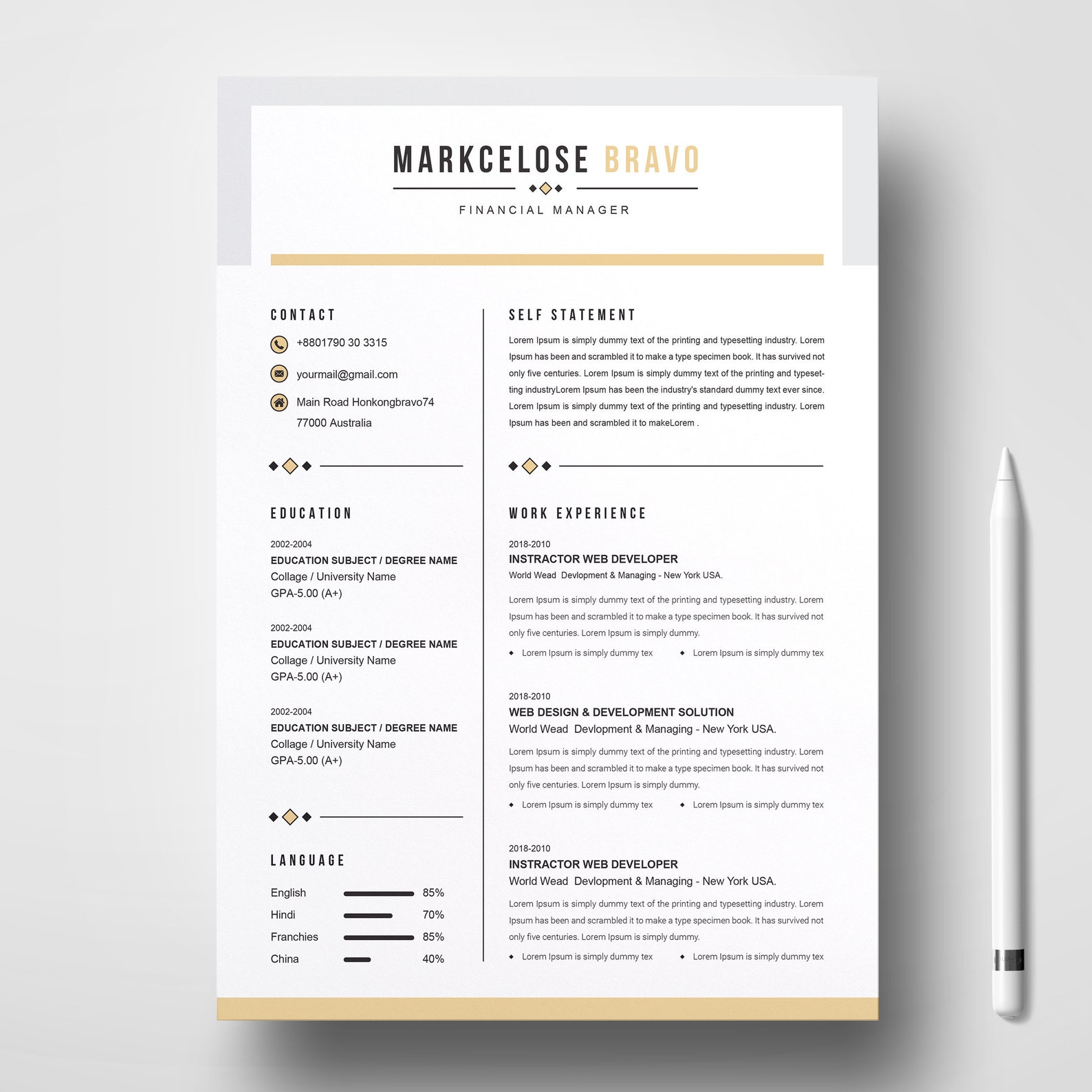 Curriculum Vita | Resume CV Design Template | Instant Download ...