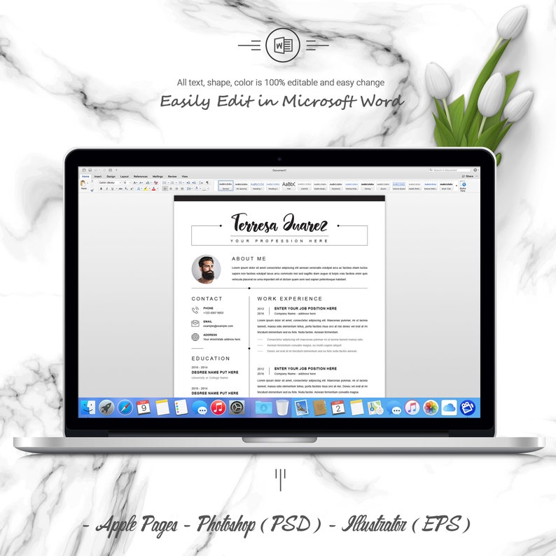 Professional Clean Resume / CV Template With MS Word - Etsy