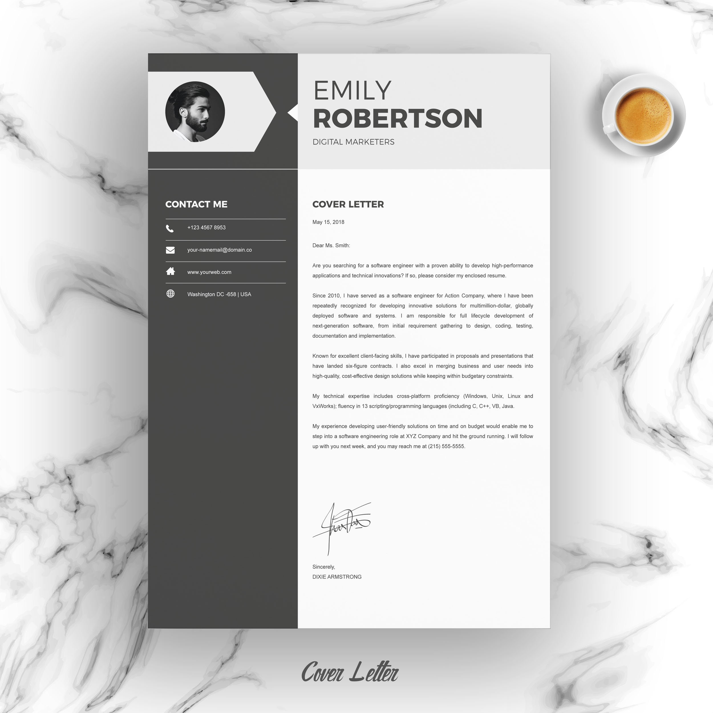 One Page Infographic Resume Template With Cover Letter - Etsy
