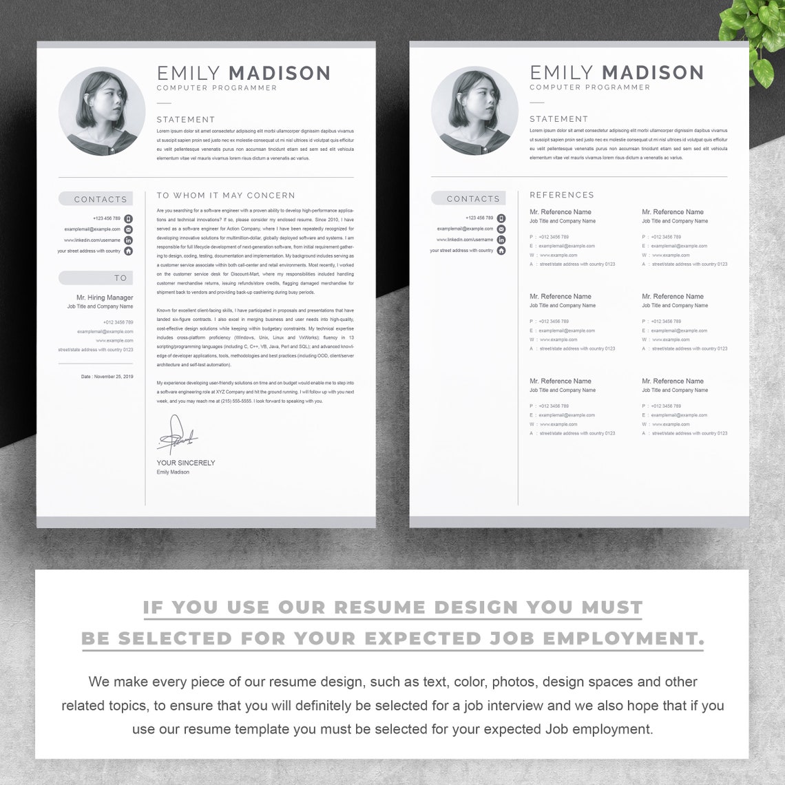 Cover Letter and Resume Template for Microsoft Word and Mac Pages ...