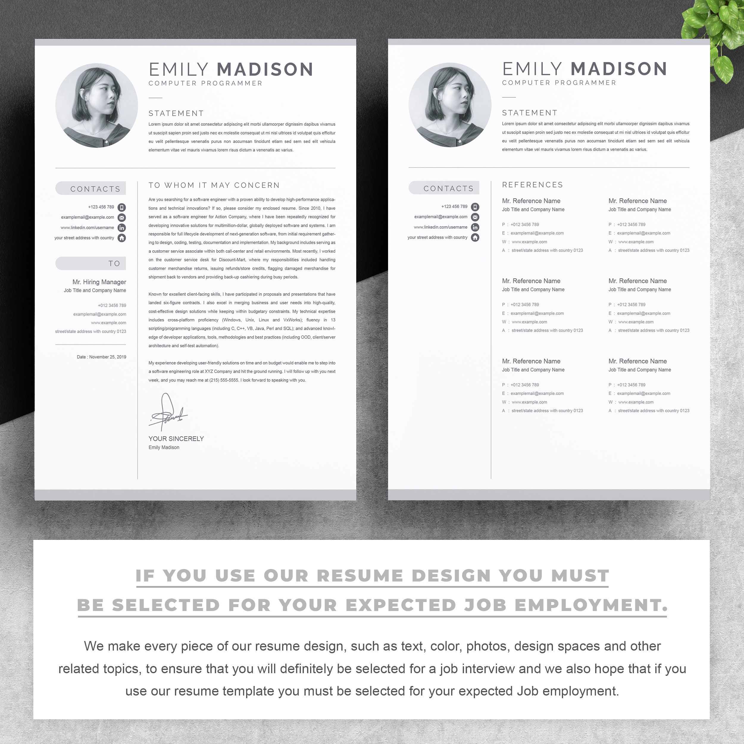 Cover Letter and Resume Template for Microsoft Word and Mac Pages ...