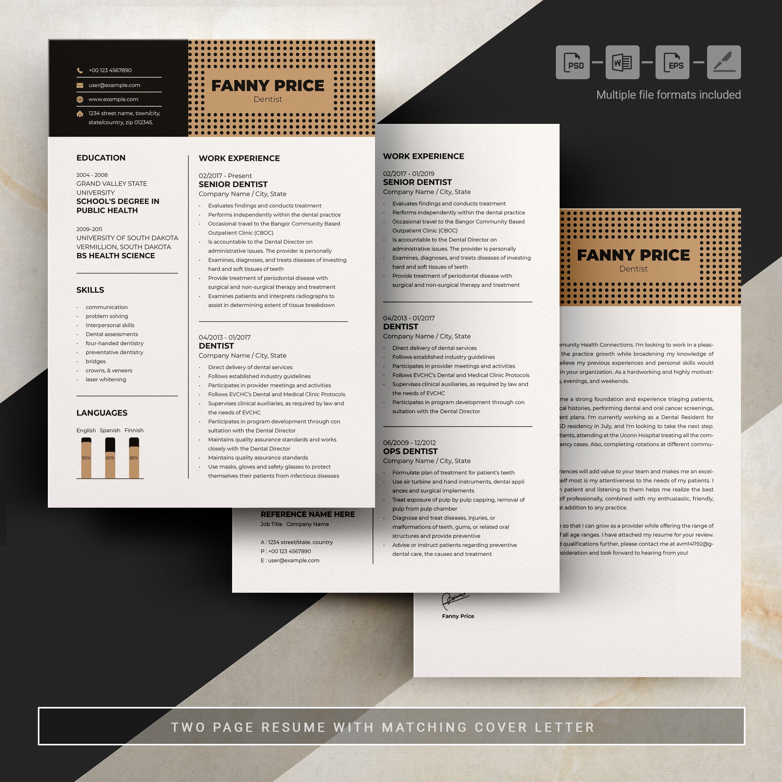 Modern Resume CV Template, Customizable CV Design, Job Search Template ...