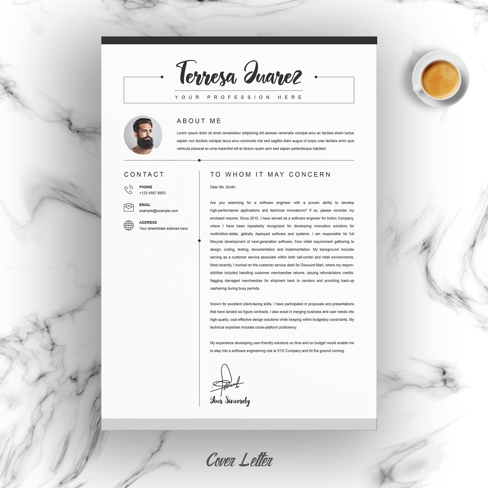 Professional Clean Resume / CV Template With MS Word - Etsy