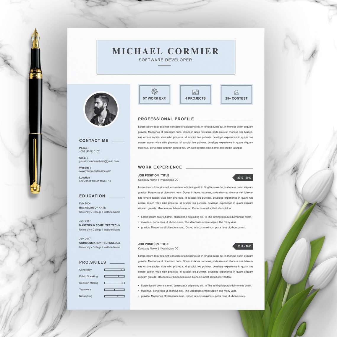 Professional Resume Template - Etsy