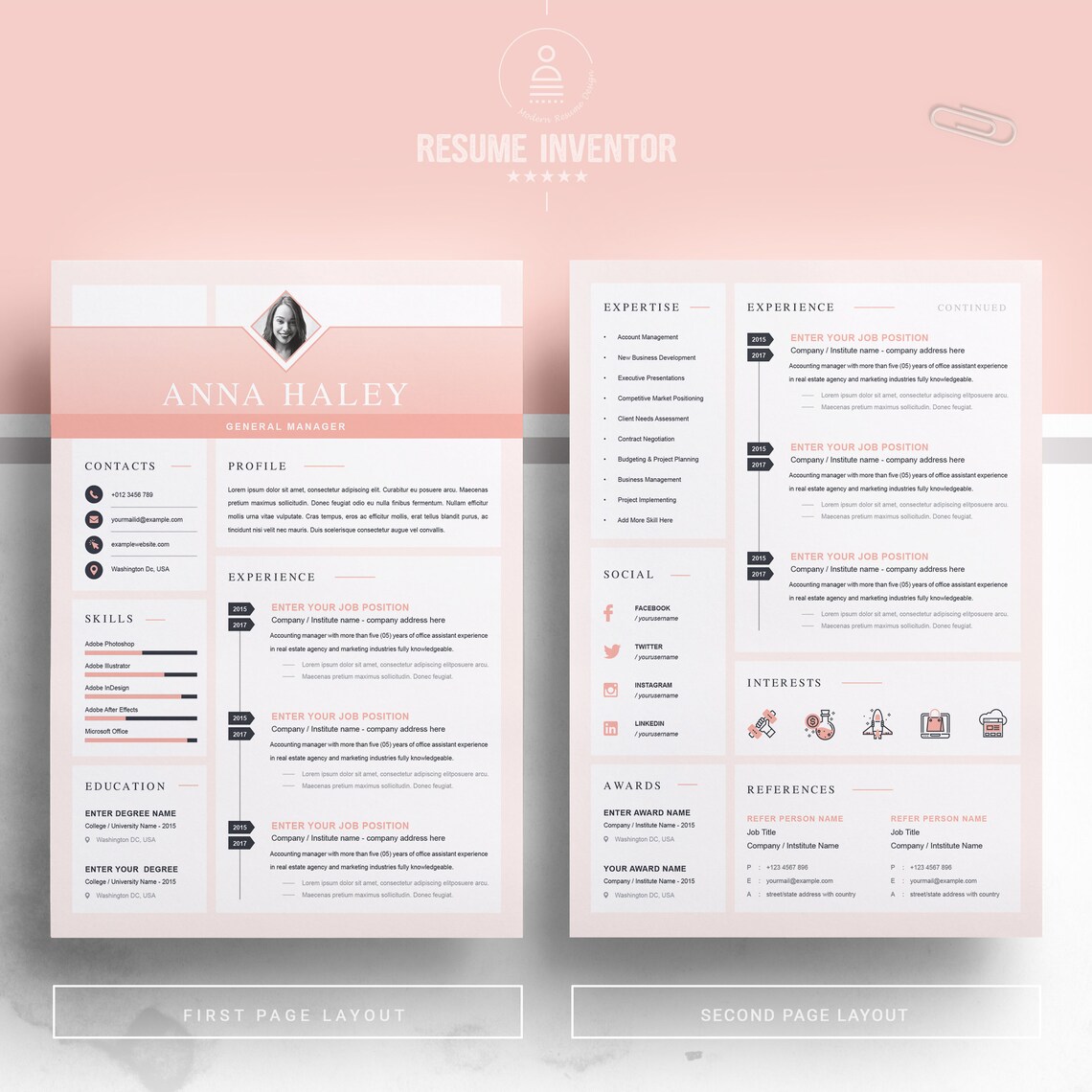 Creative and Modern Resume / CV Template - Etsy