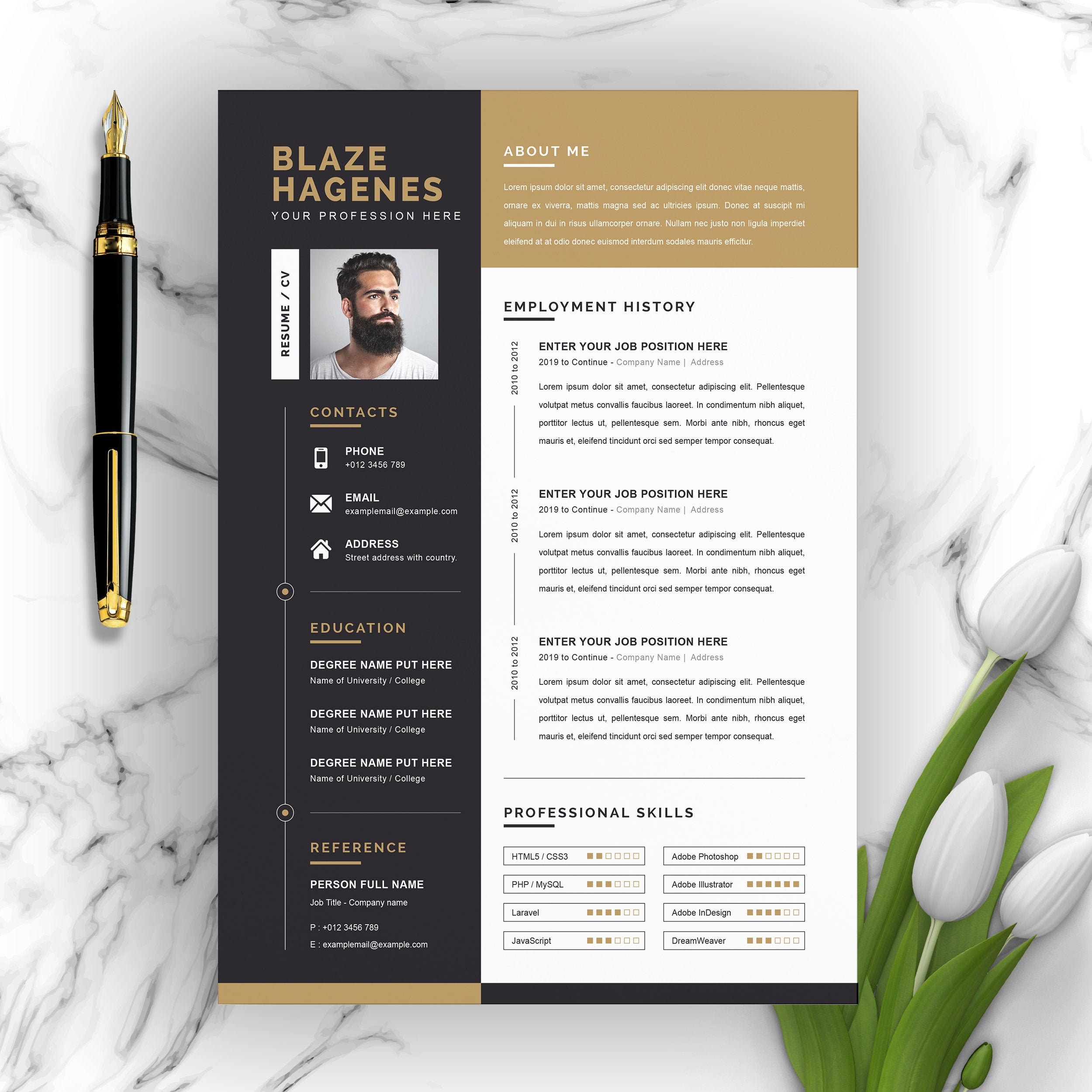One Page Resume Template - Etsy
