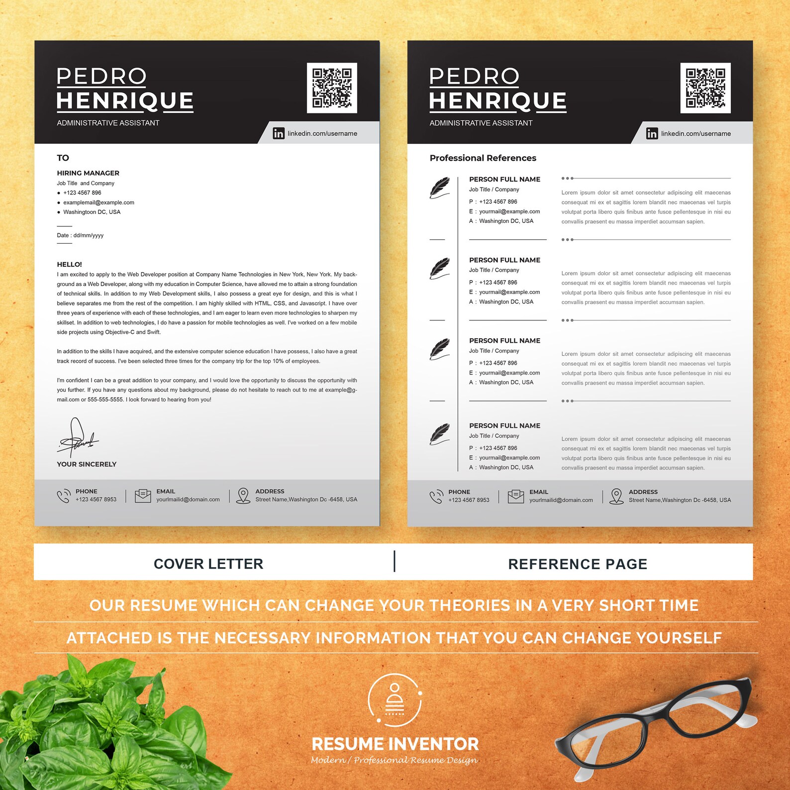 Modern Executive Resume Template CEO Resume Template for Word and Apple ...