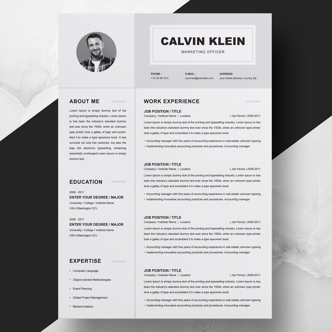 Modern & Professional Colour Resume Template for Word CV Resume Cover ...
