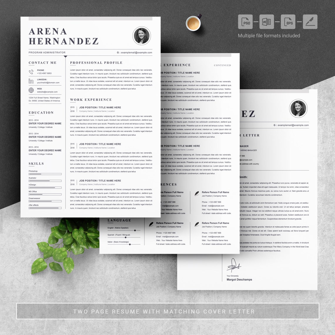 Professional Resume Template With Photo, Modern Resume Template Format ...