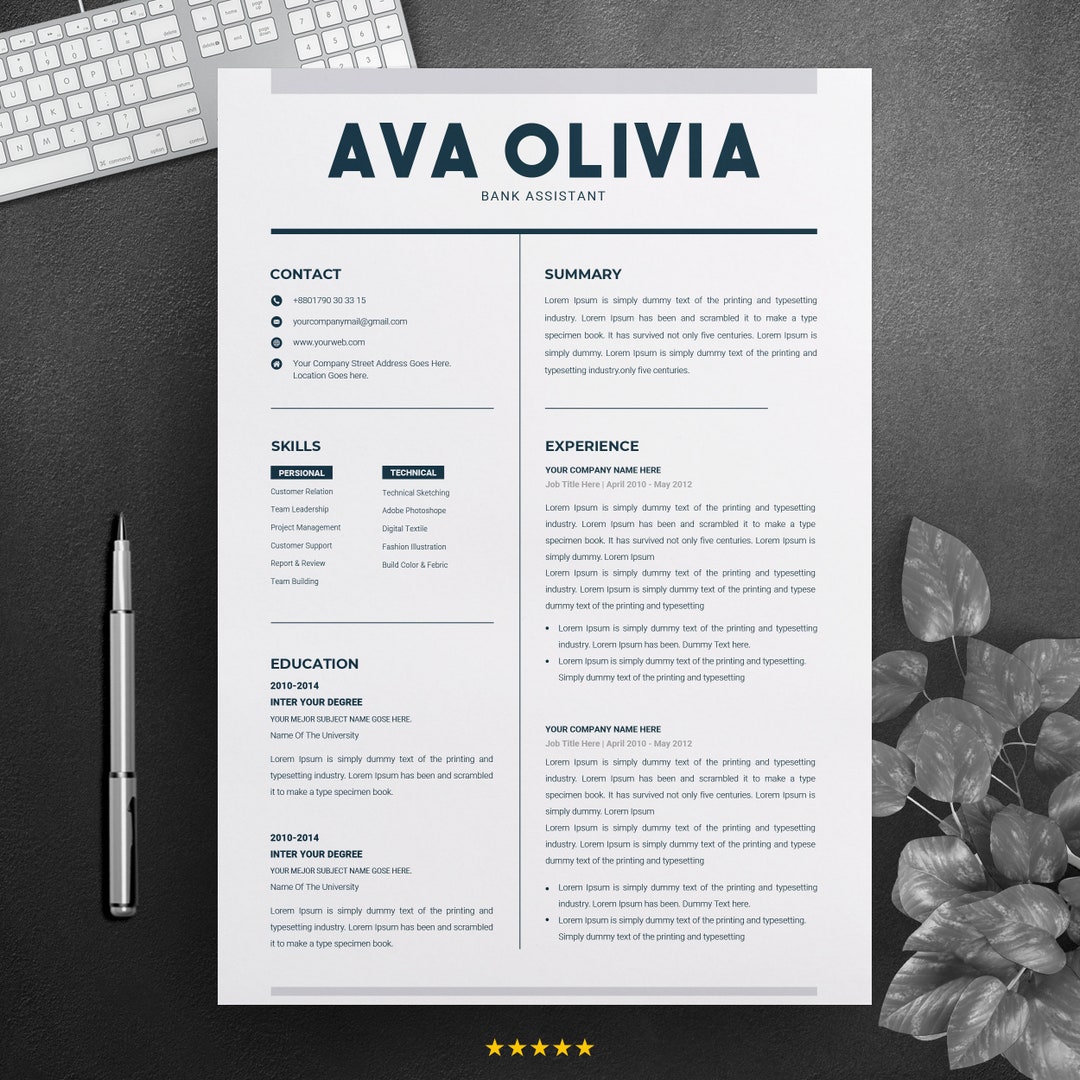 Clean Resume Template Word, CV Design, Resume Template, CV Word, Simple ...