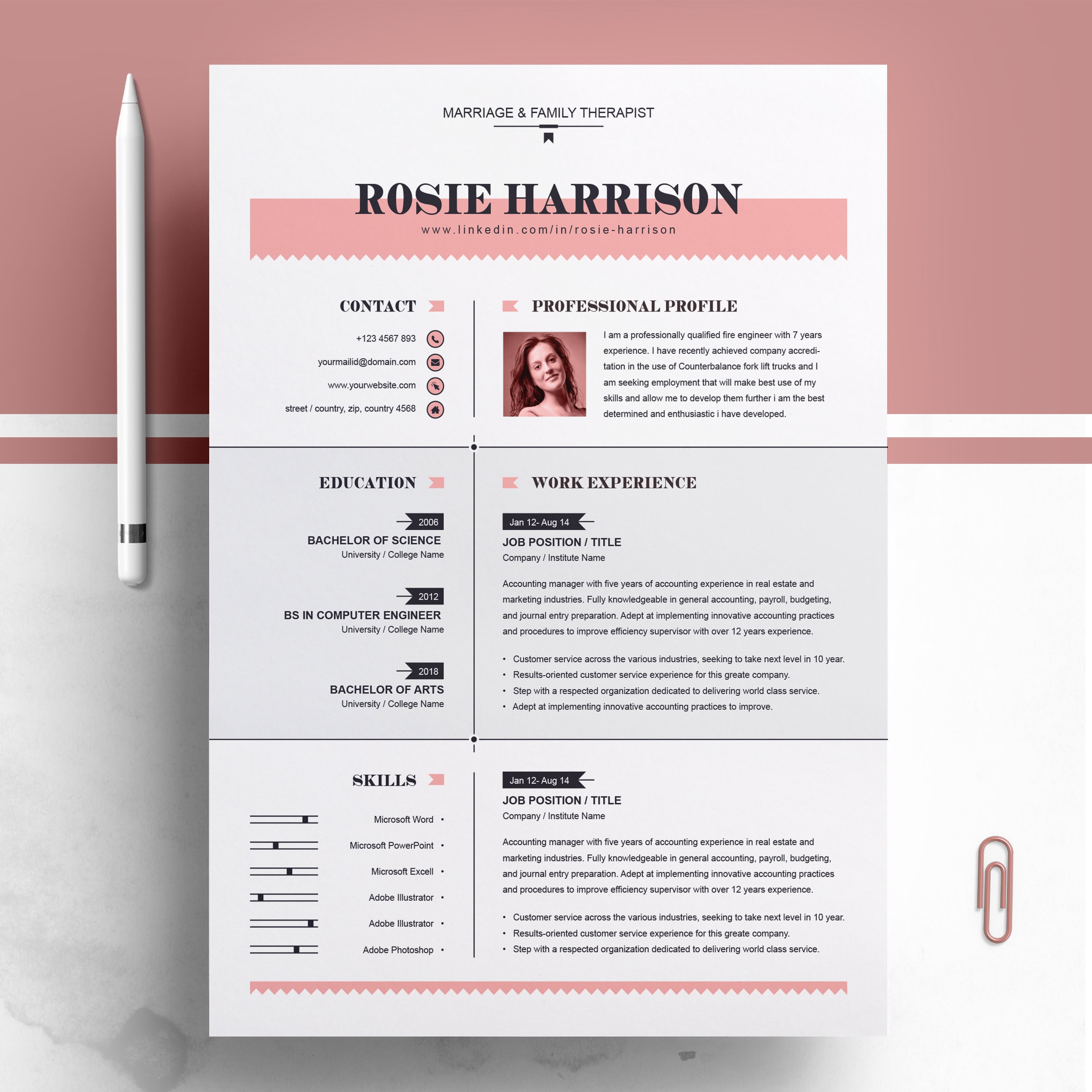 Modern and Creative Professional Resume / Clean CV Design - Etsy