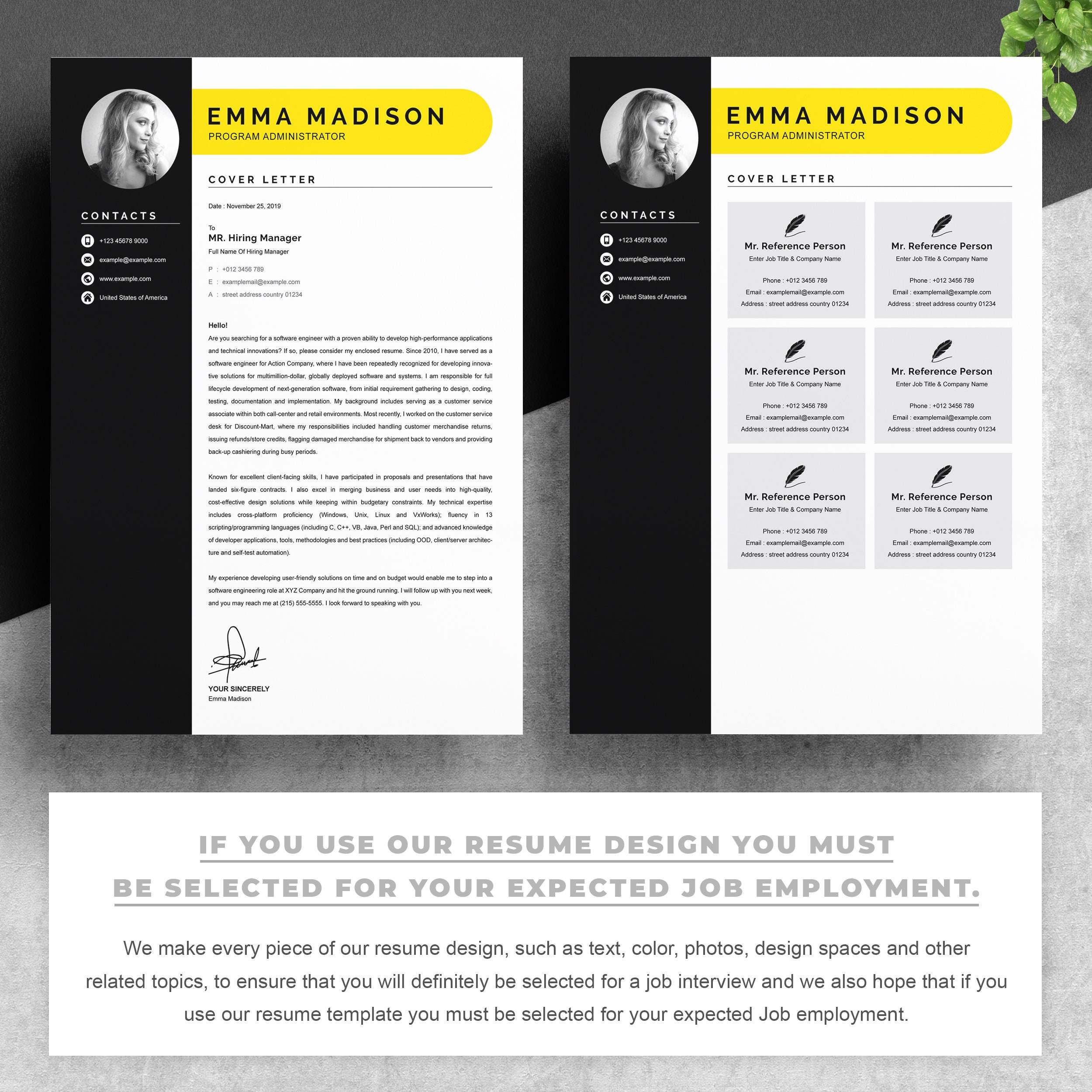 Clean and Modern Resume Template Word CV Template Cover - Etsy Canada