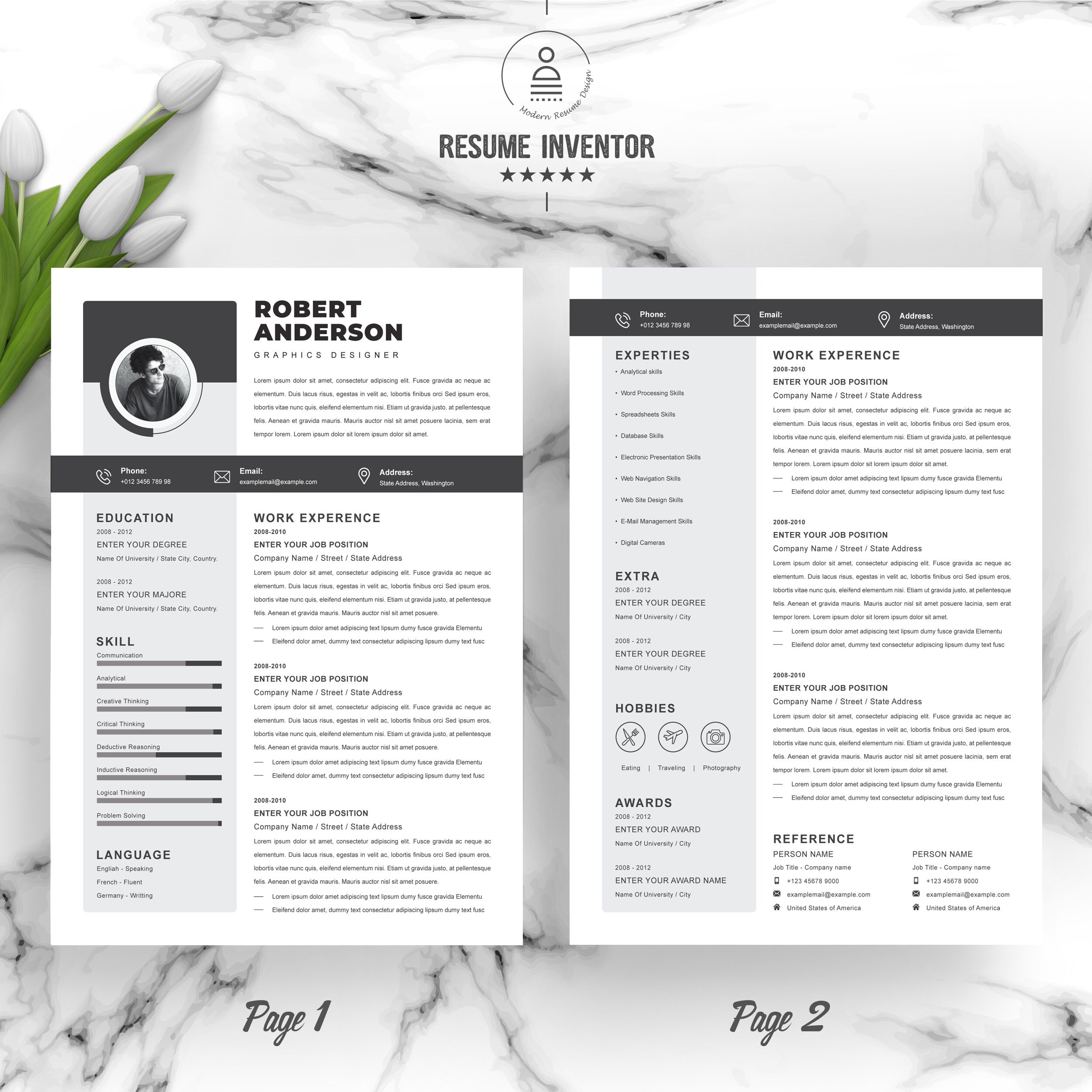 Professional Resume Template for Word 1, 2 and 3 Page Resume Template ...