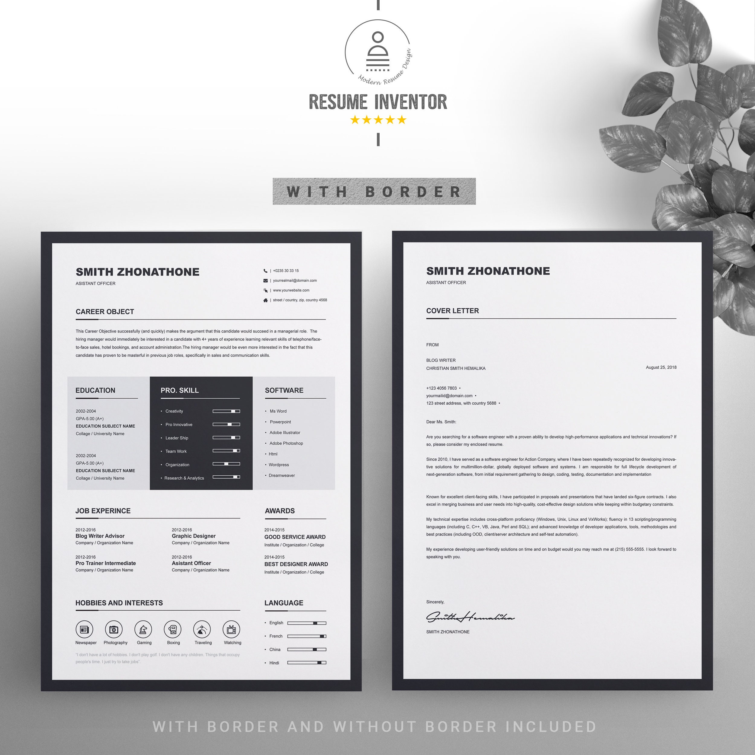 One Page Resume / CV Design Template Clean and Professional - Etsy