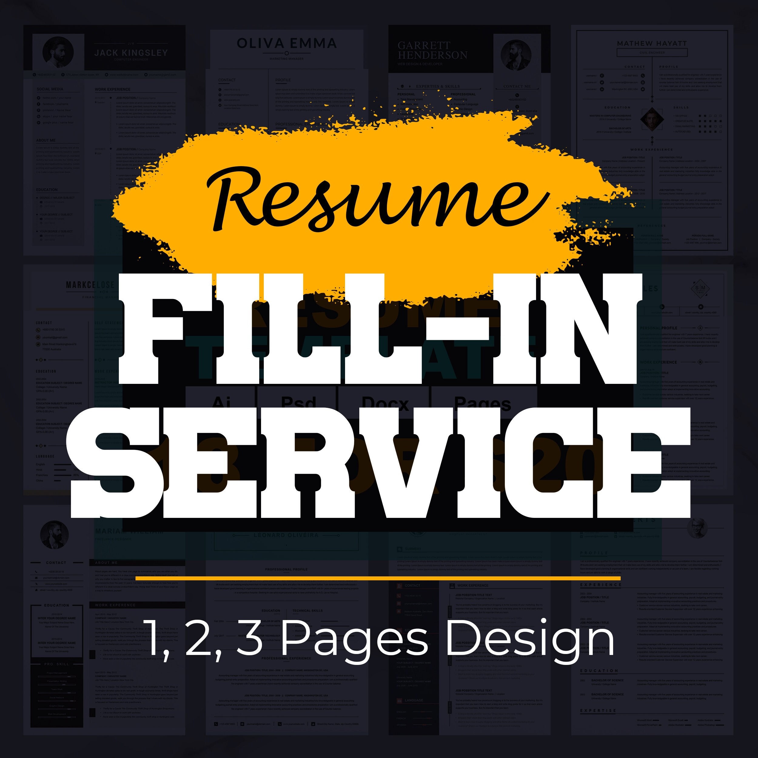 Resume Template Fill-in With Customization, Resume/cv Editing, Template ...
