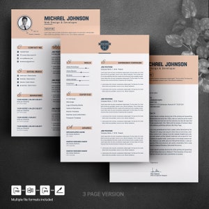 Resume | Modern Two CV Design Template for Word & Pages | Cover Letter ...