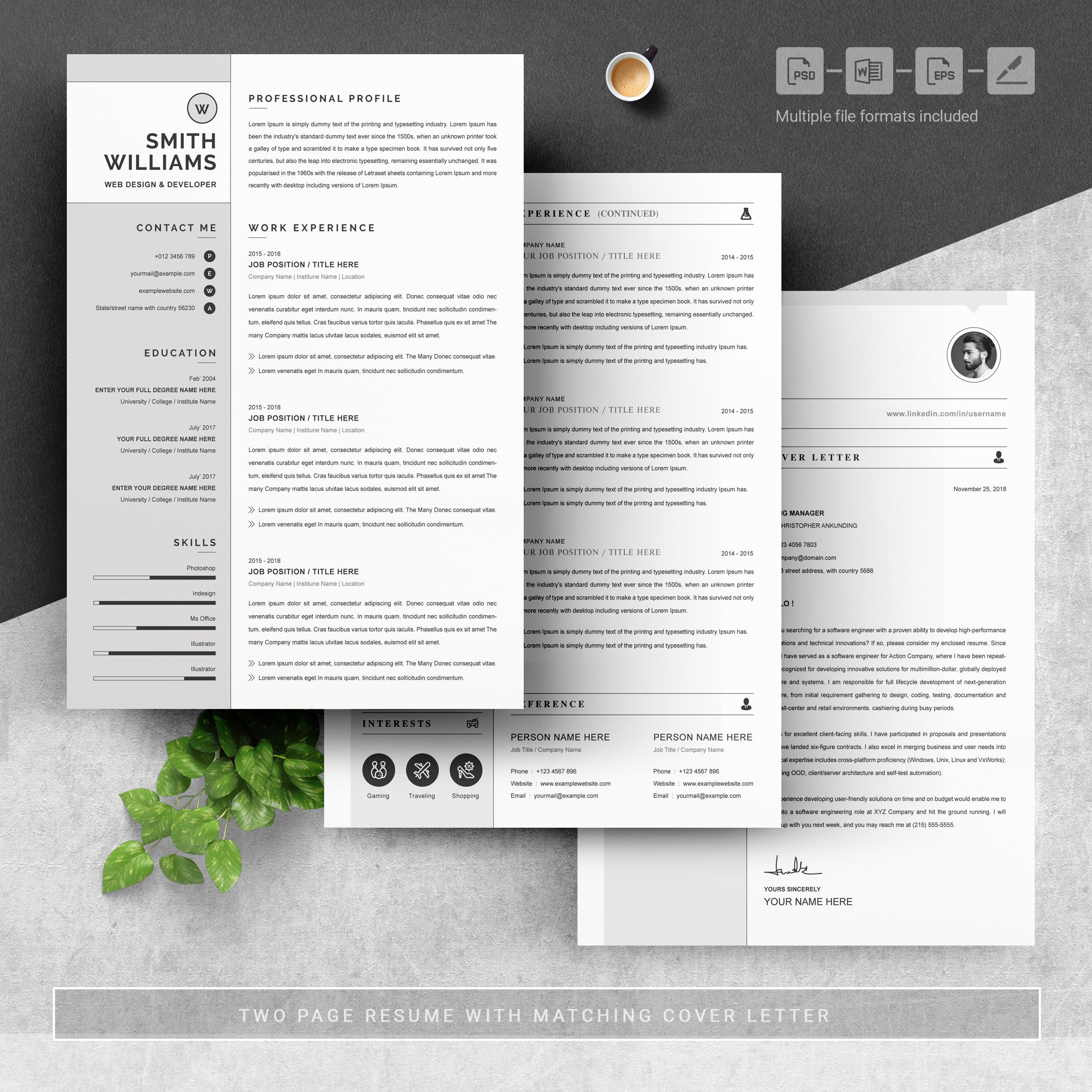 Resume Template / CV Design Template MS Word Apple Pages - Etsy