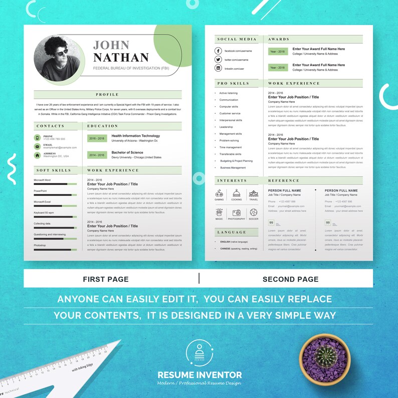 US Job Resume Federal Resume Template Government Resume Template MS ...