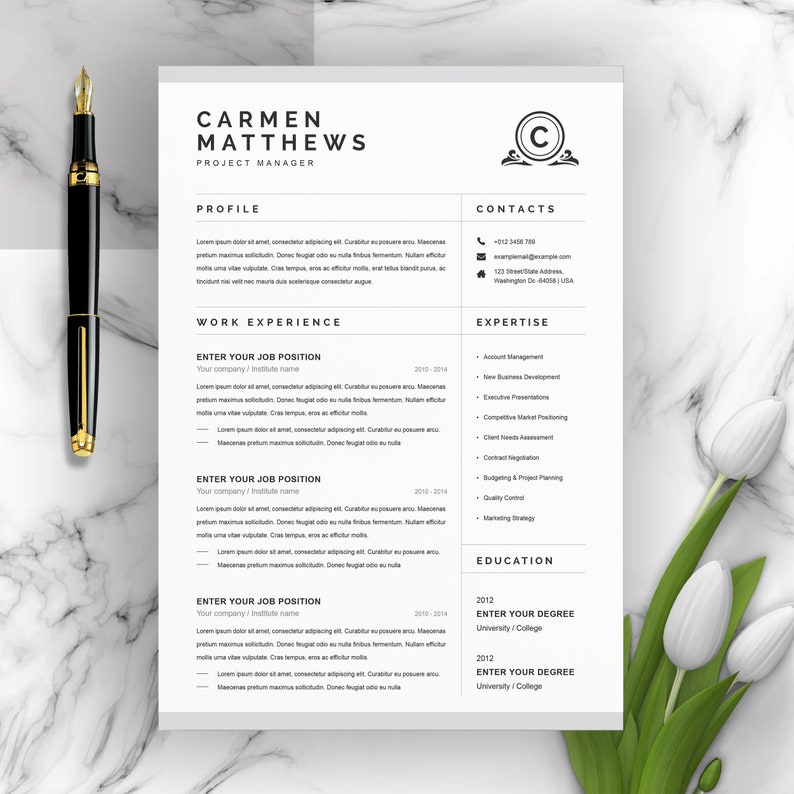 Clean & Professional Resume / CV Template - Etsy