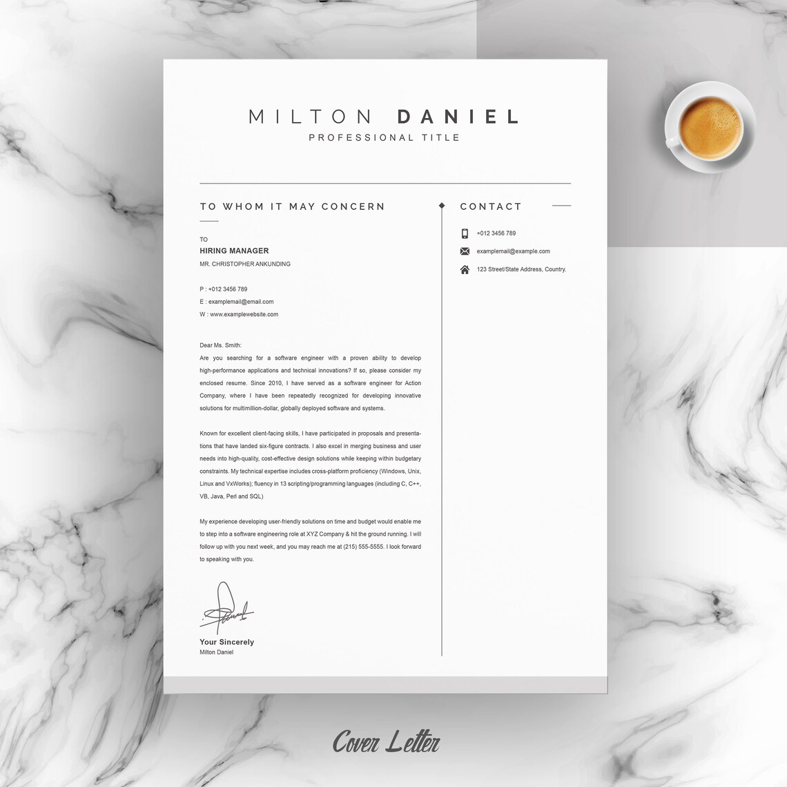 Professional Word Resume CV Template - Etsy