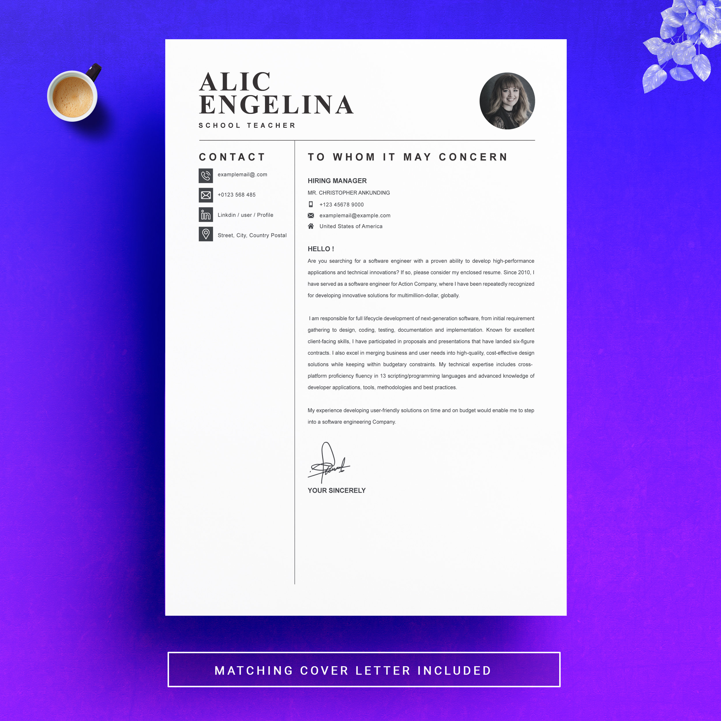 CV Template Professional Clean Resume Template Instant - Etsy