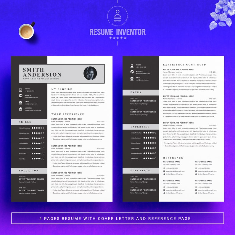 Resume CV Template / Bio Data Template Word Format - Etsy