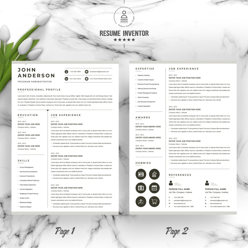 Clean and Modern Resume Template Word CV Template Cover Letter ...