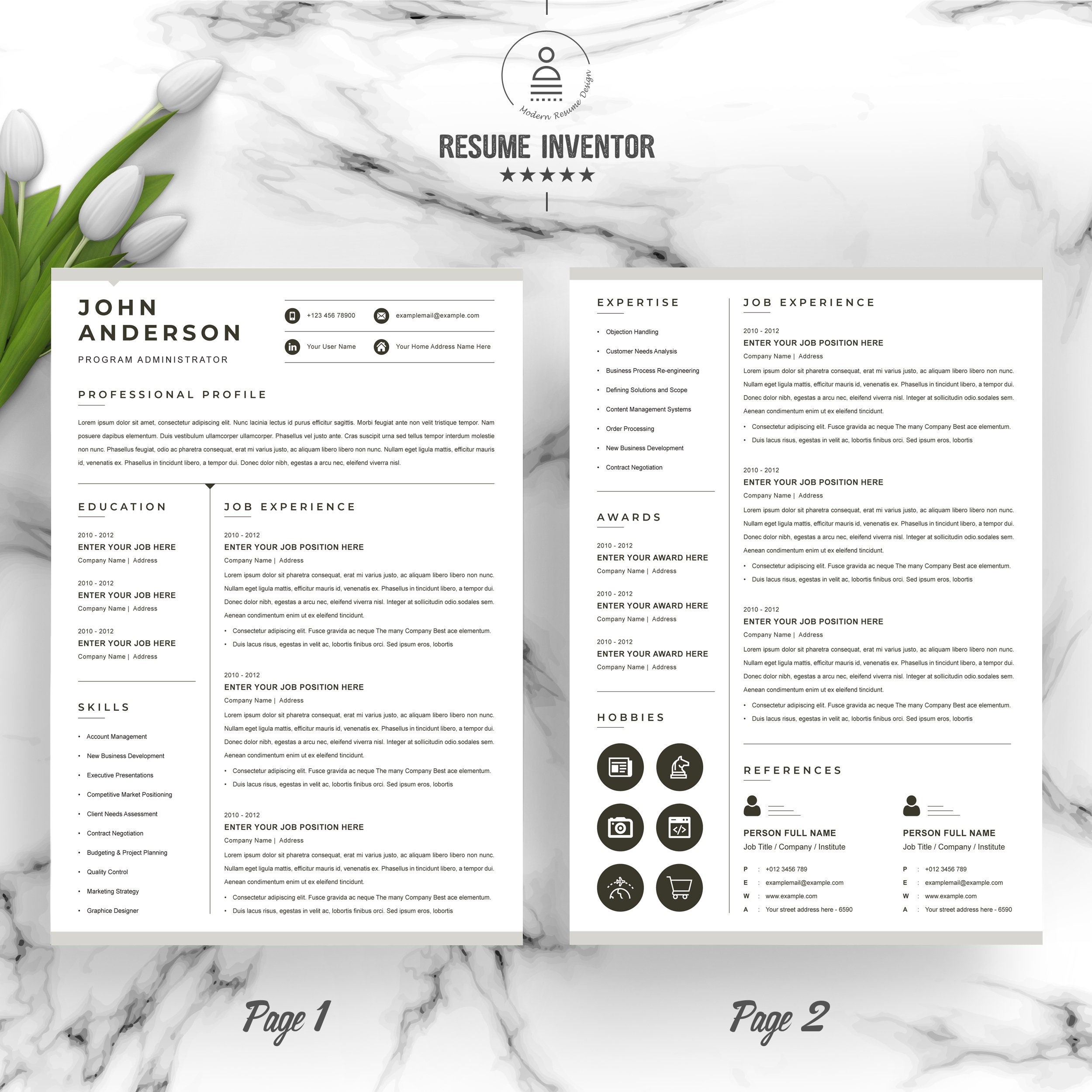 Clean and Modern Resume Template Word CV Template Cover Letter ...