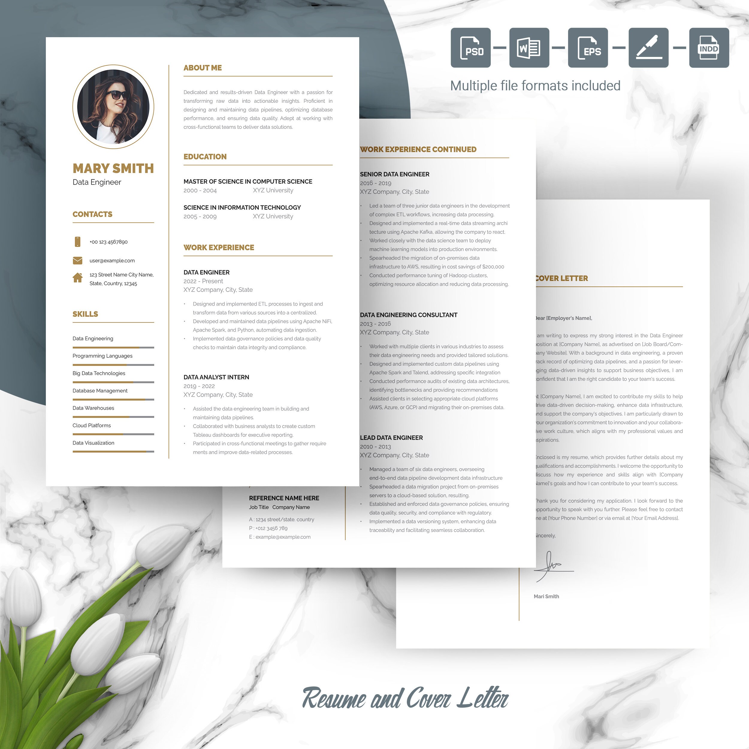 Elegant Resume Cv Template, Feminine Cv Design, Chic Cv Template ...