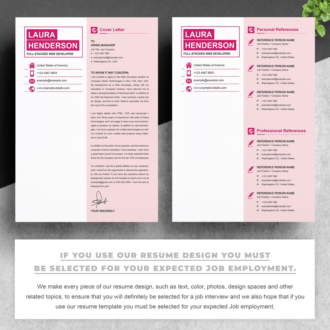 Job Application Example With Sample Cover Letter Resume - Etsy