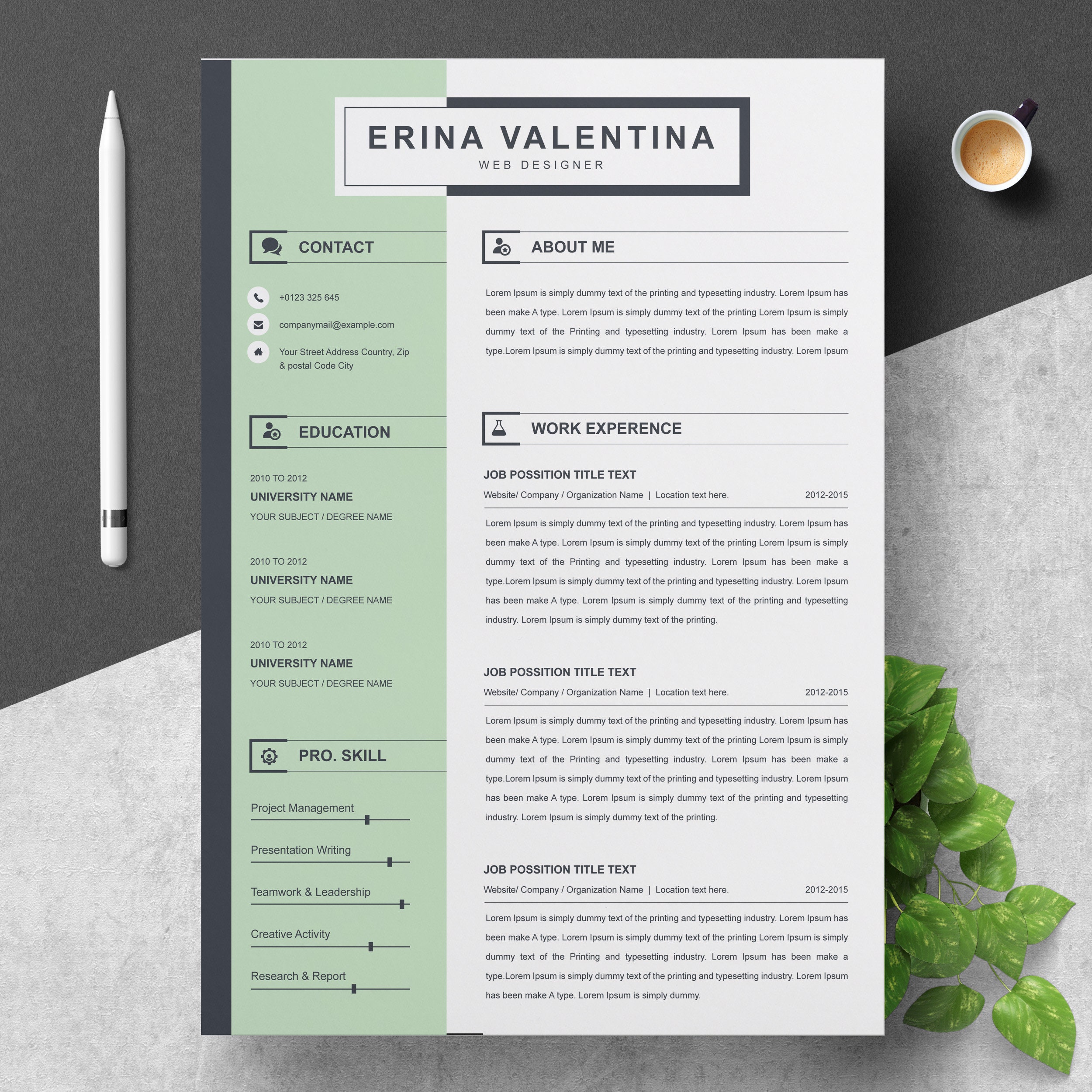 Resume Template - Etsy