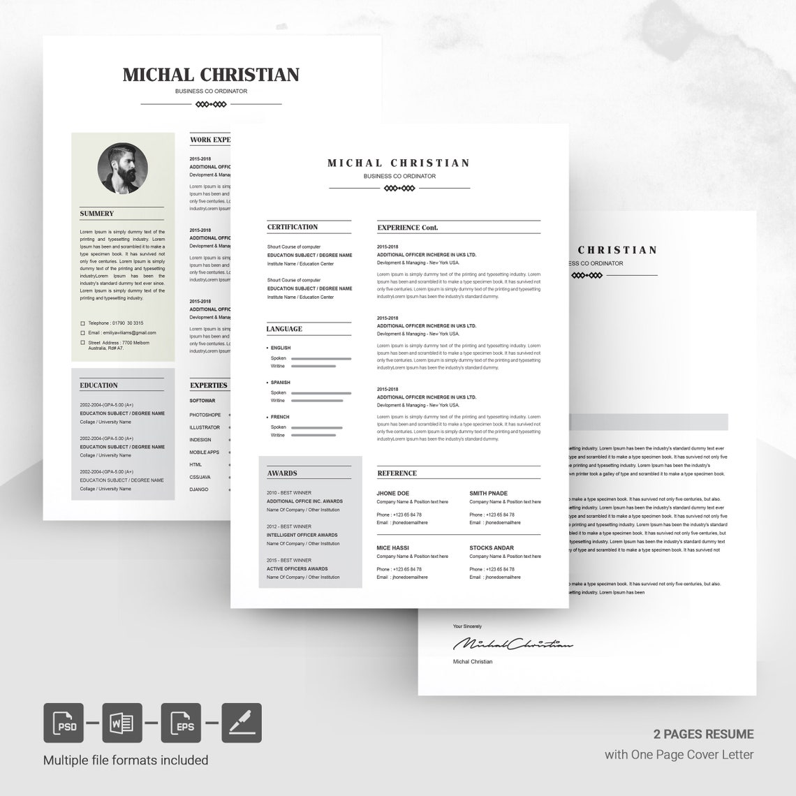 Professional Clean Resume / CV Design Template MS Word Apple Pages - Etsy