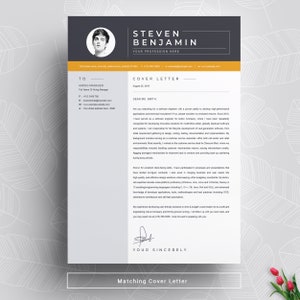 Modern Resume Template, Cover Letter, Word, Mac,a4, CV Template ...
