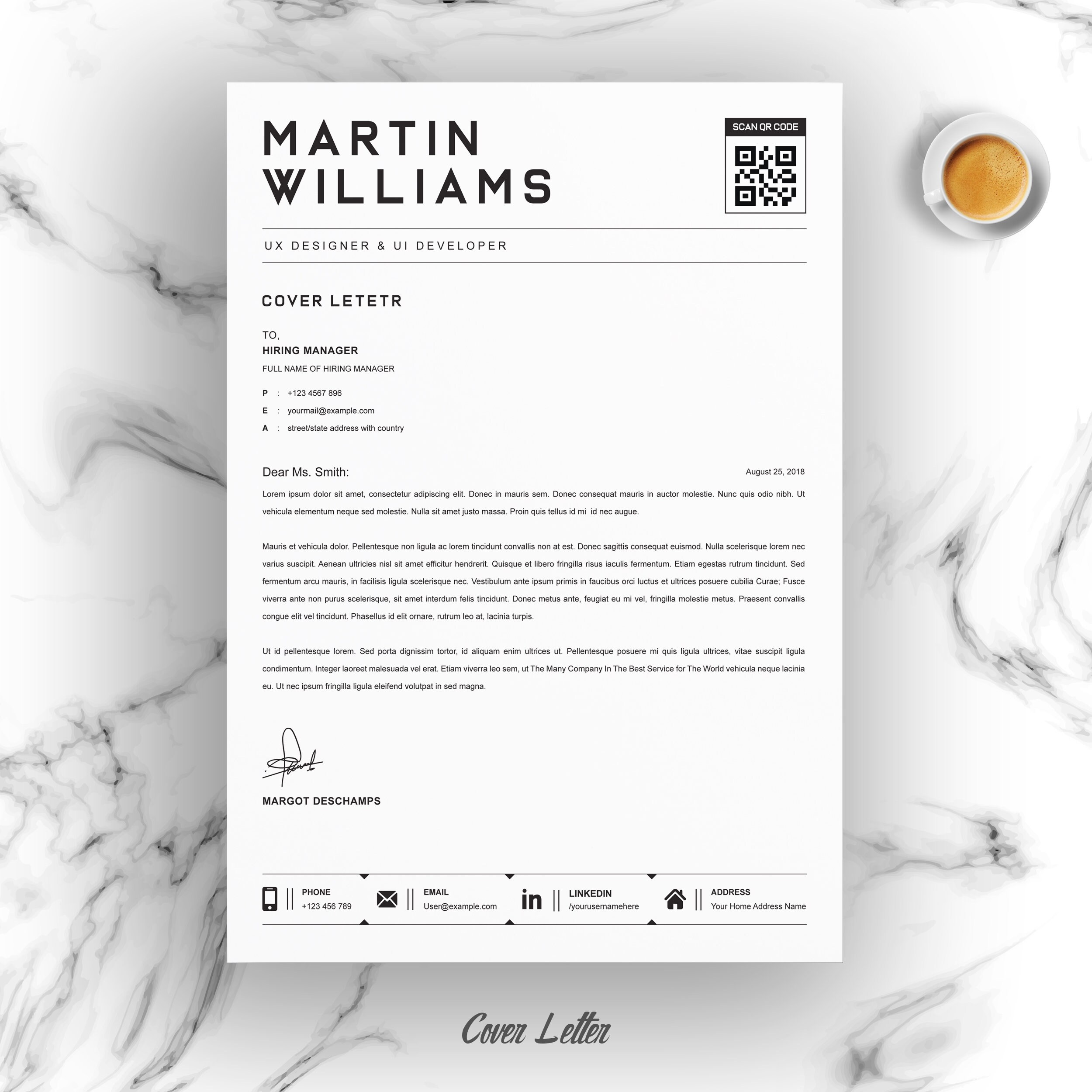 Clean Resume / CV Template With MS Word Cover Letter - Etsy
