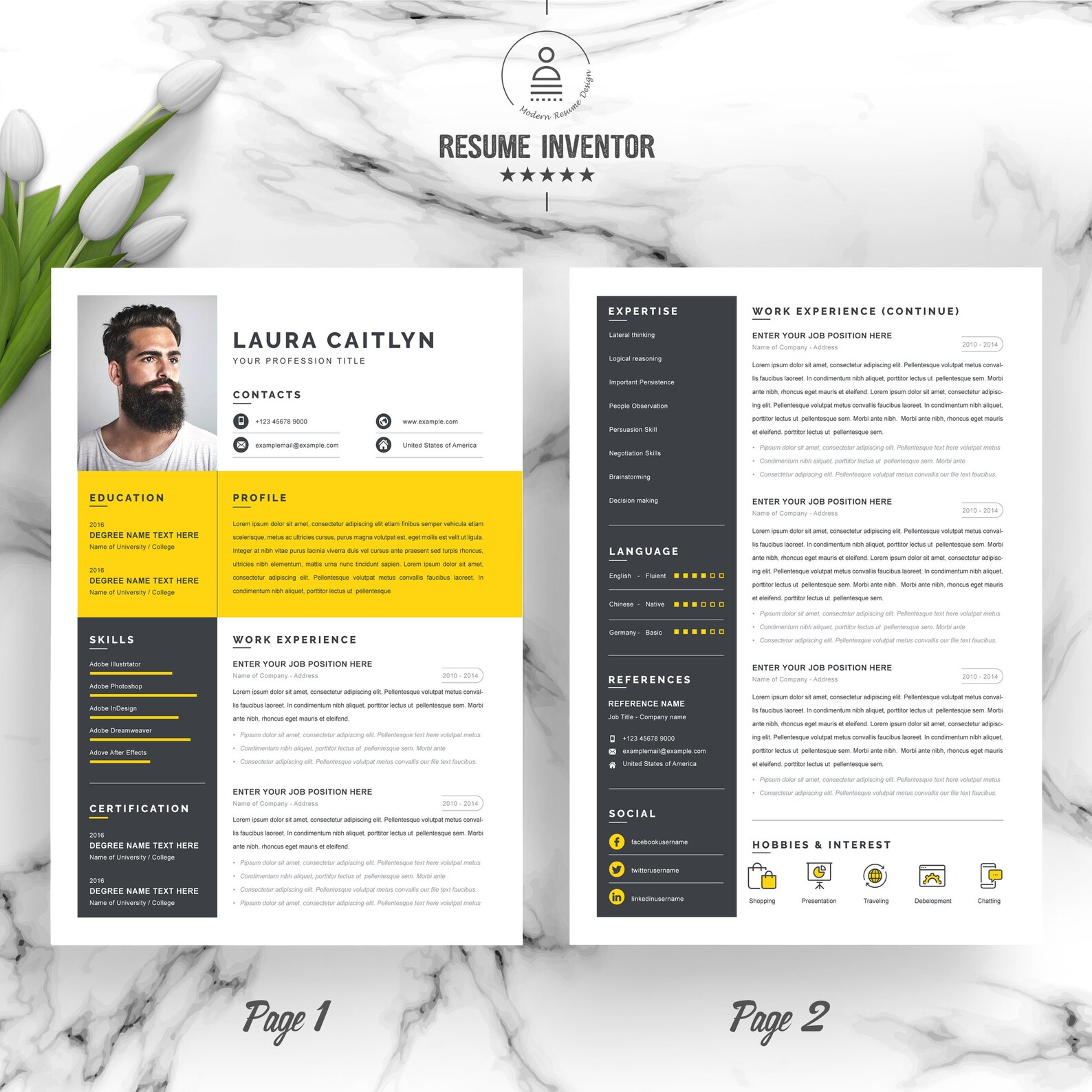 Resume Template Modern & Professional Resume Template for Word CV ...