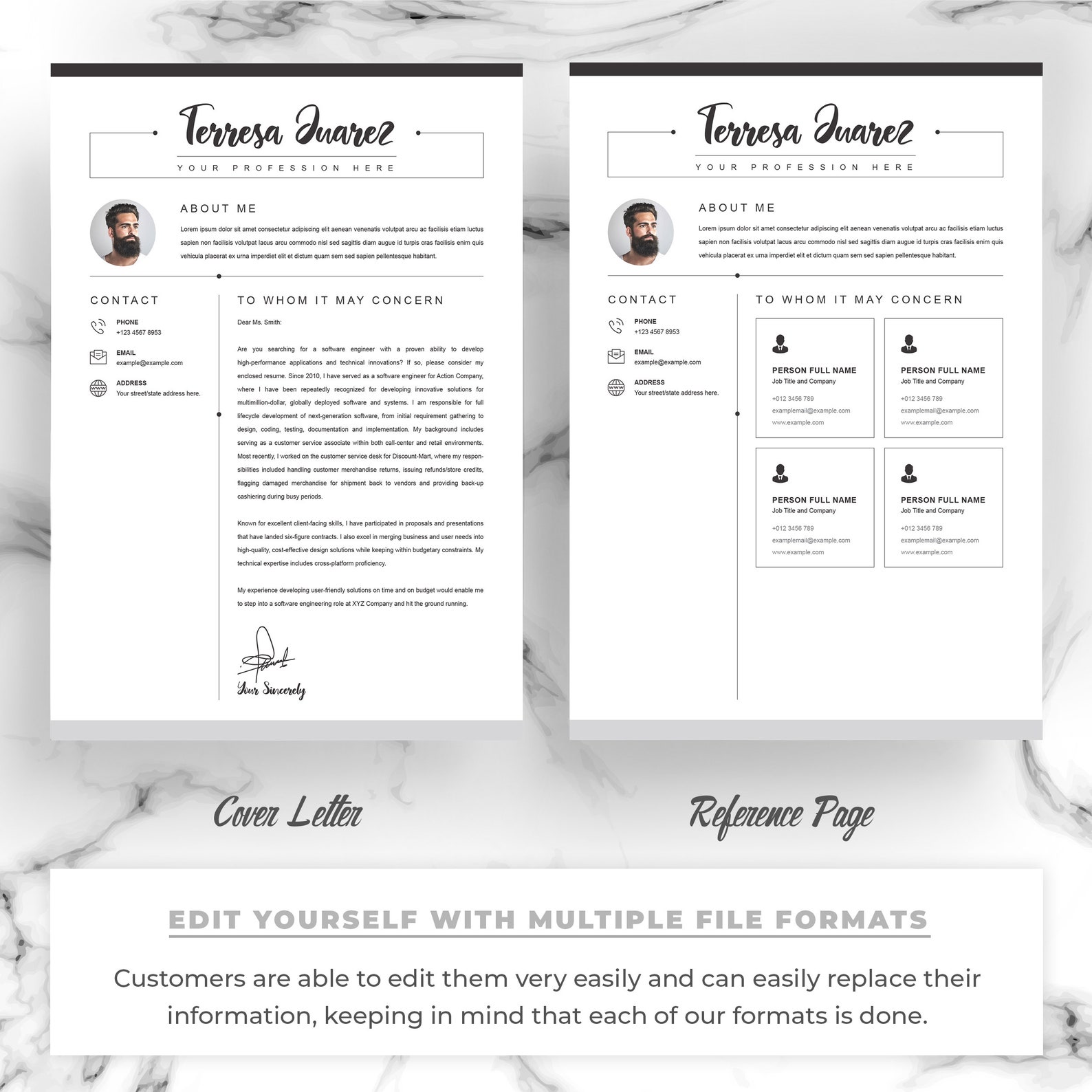 Professional Clean Resume / CV Template With MS Word - Etsy