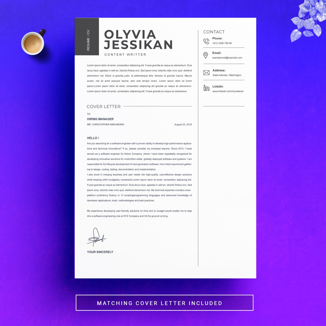 Resume for Job Word Resume Template Cv Template Resume With Cover ...