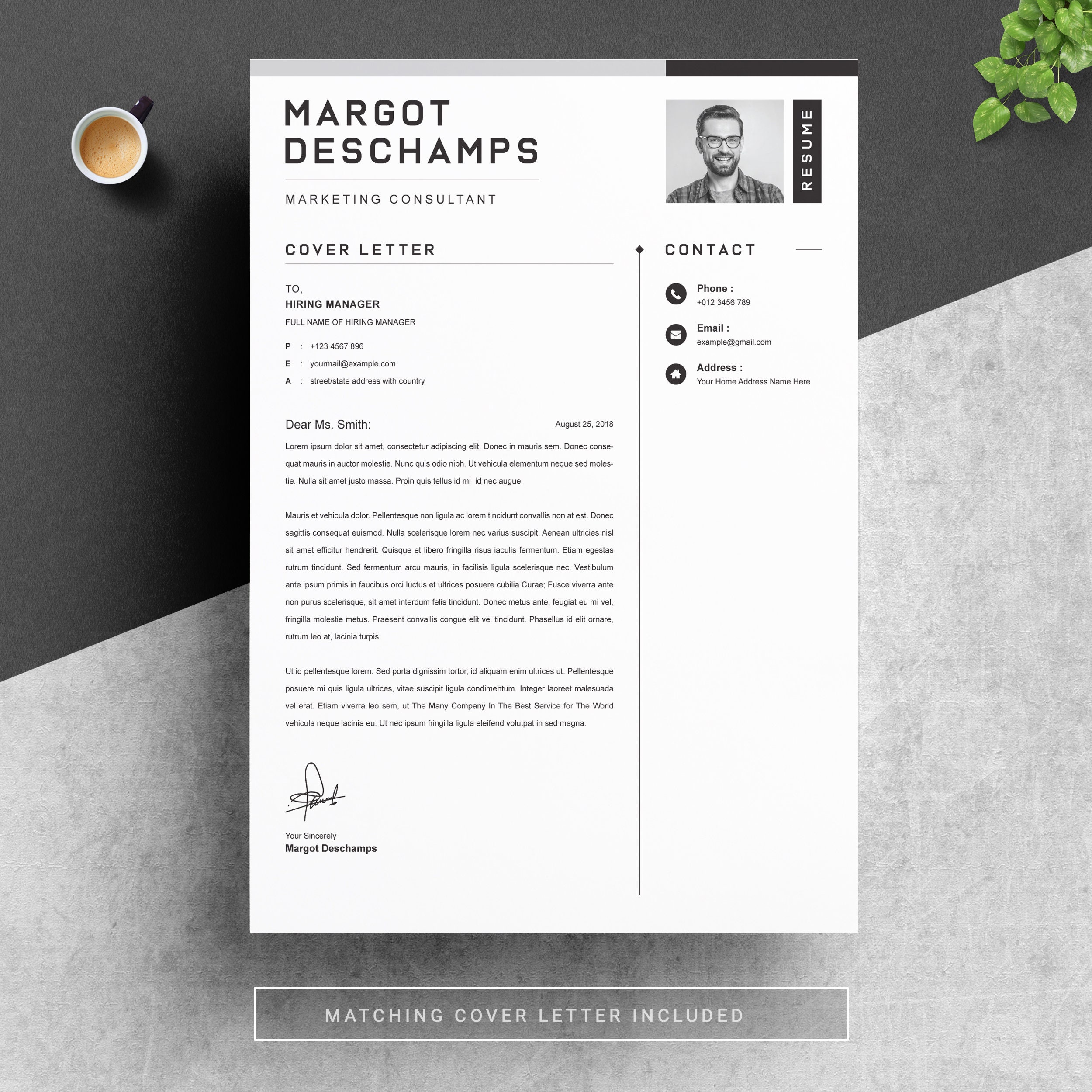 Professional Resume Template MS Word CV Design 2 Pages - Etsy