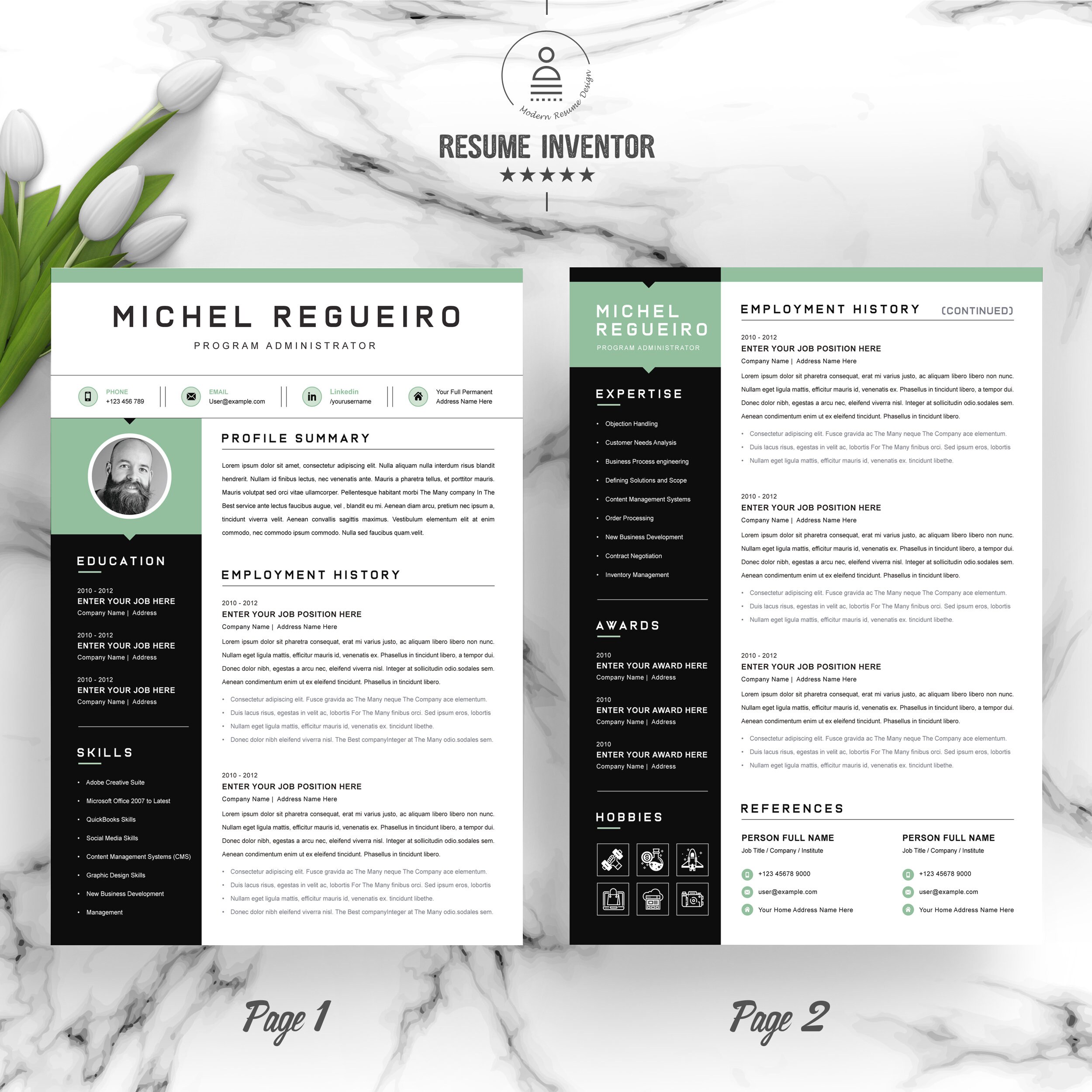Clean Resume / CV Template With MS Word Cover Letter - Etsy