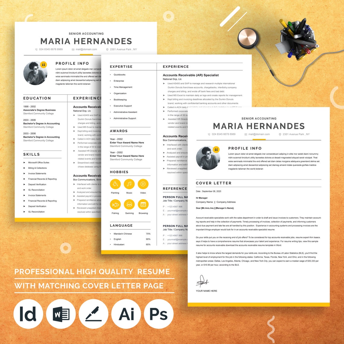 Accountant CV Template, Professional Resume Template for Word ...