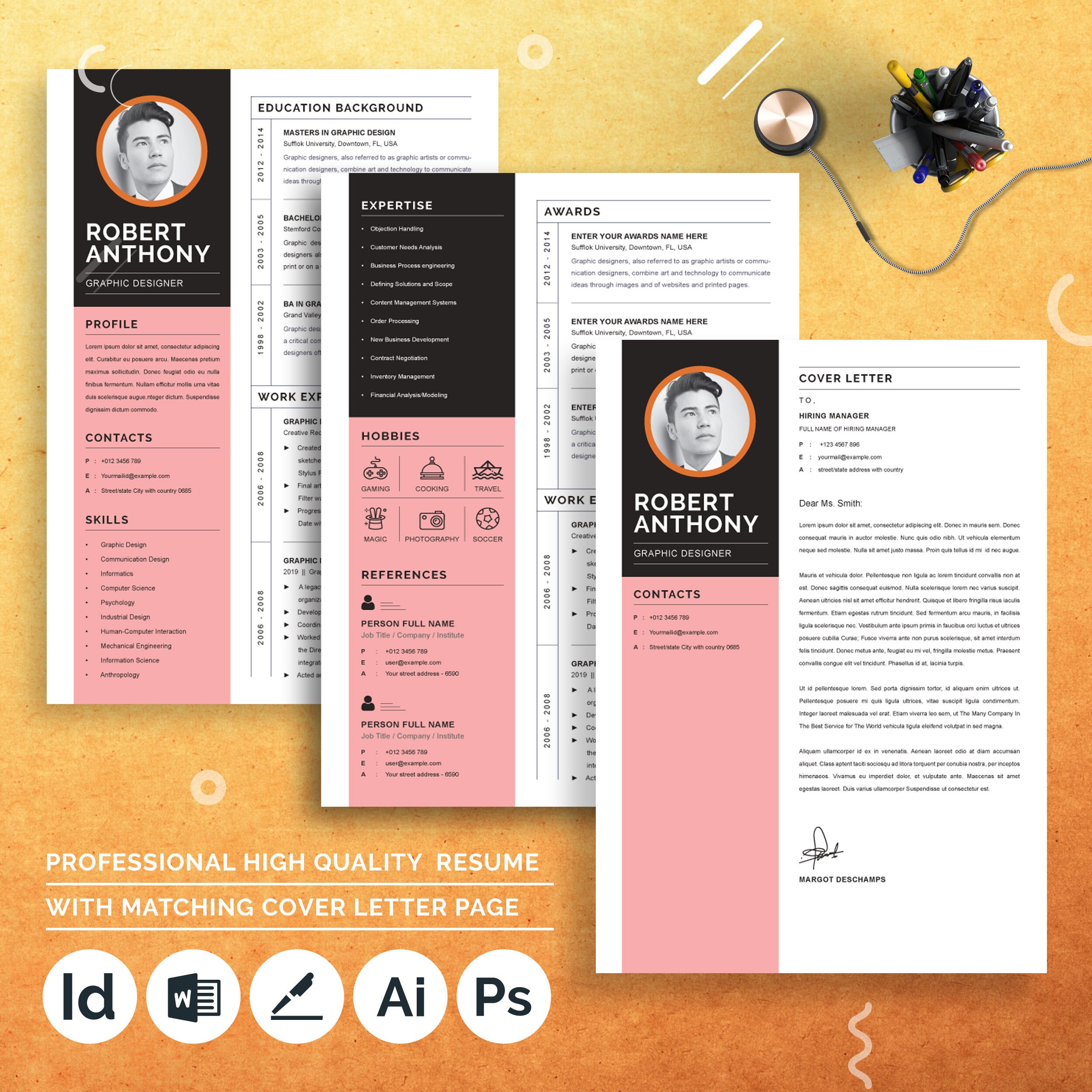 Professional Graphic Designer Simple Resume Template Word - Etsy