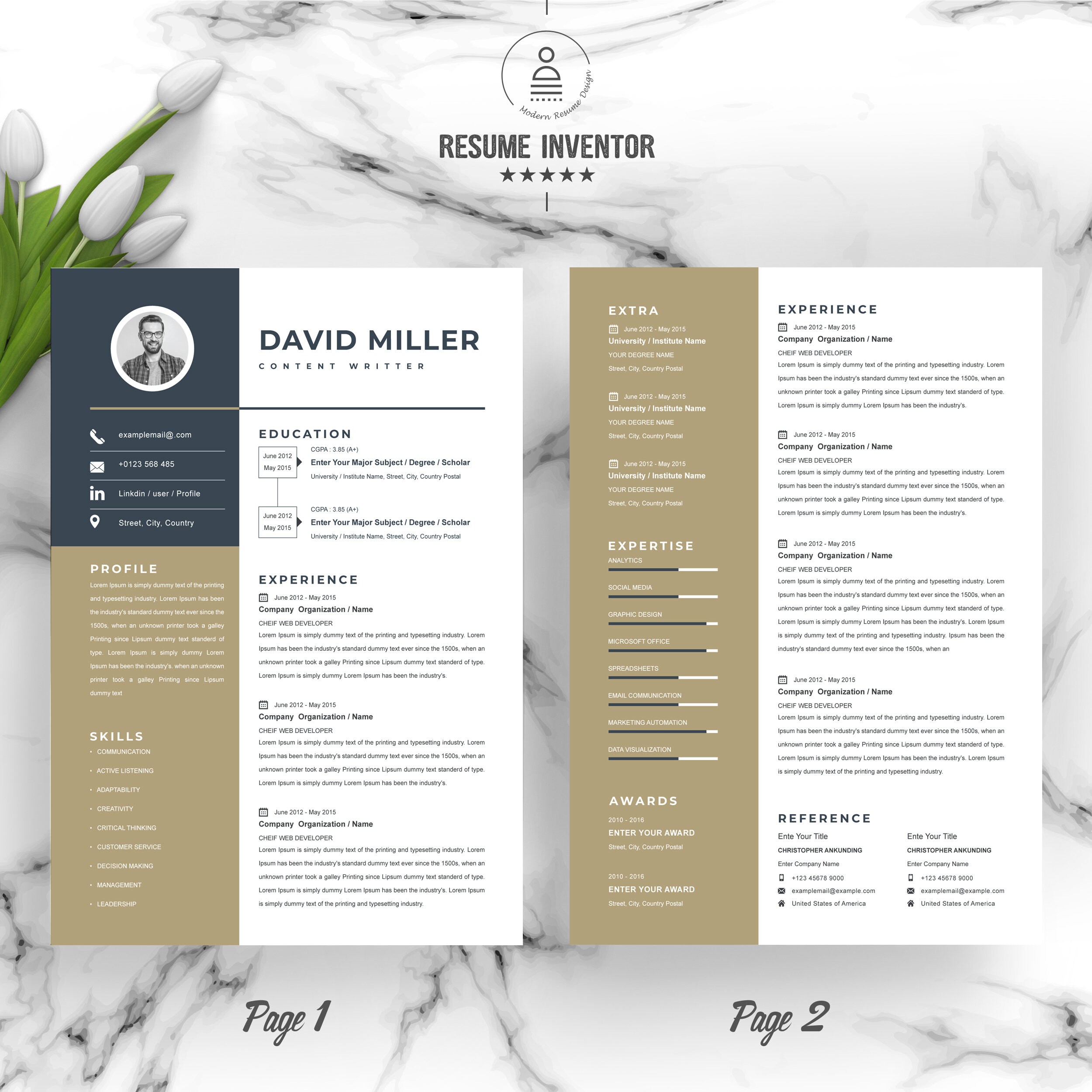 Content Writer Resume Professional Clean Resume Template - Etsy